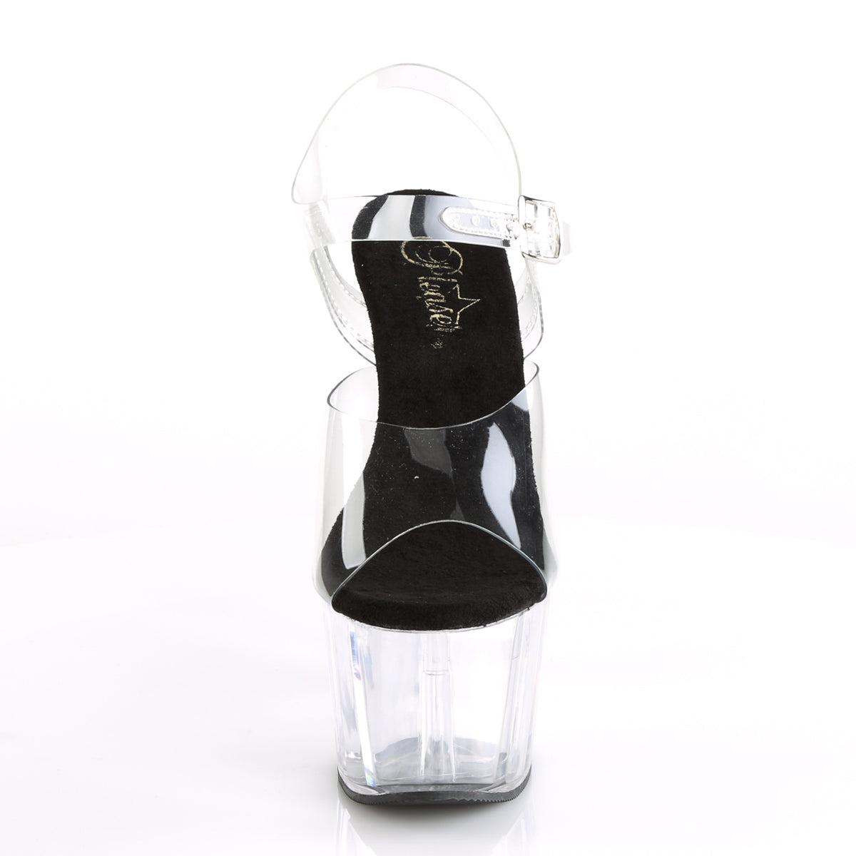 PLEASER ADORE-708 CLEAR 7 INCH HIGH HEEL PLATFORM SHOES Black Sole Siz ...