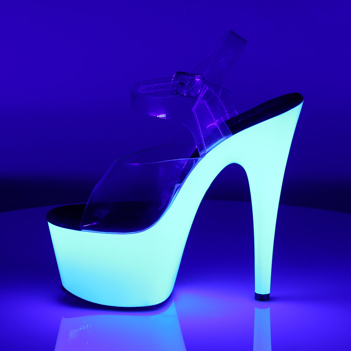 PLEASER ADORE 708-UV WHITE UV REACTIVE 7 INCH HIGH HEEL PLATFORM SHOES ...