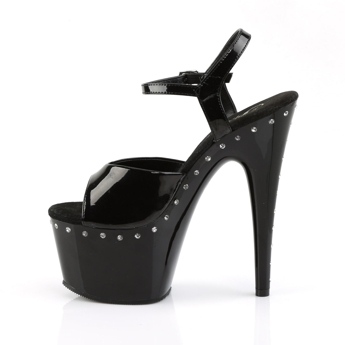 PLEASER ADORE-709LS BLACK 7 INCH HIGH HEEL PLATFORM SHOES RHINESTONE D ...