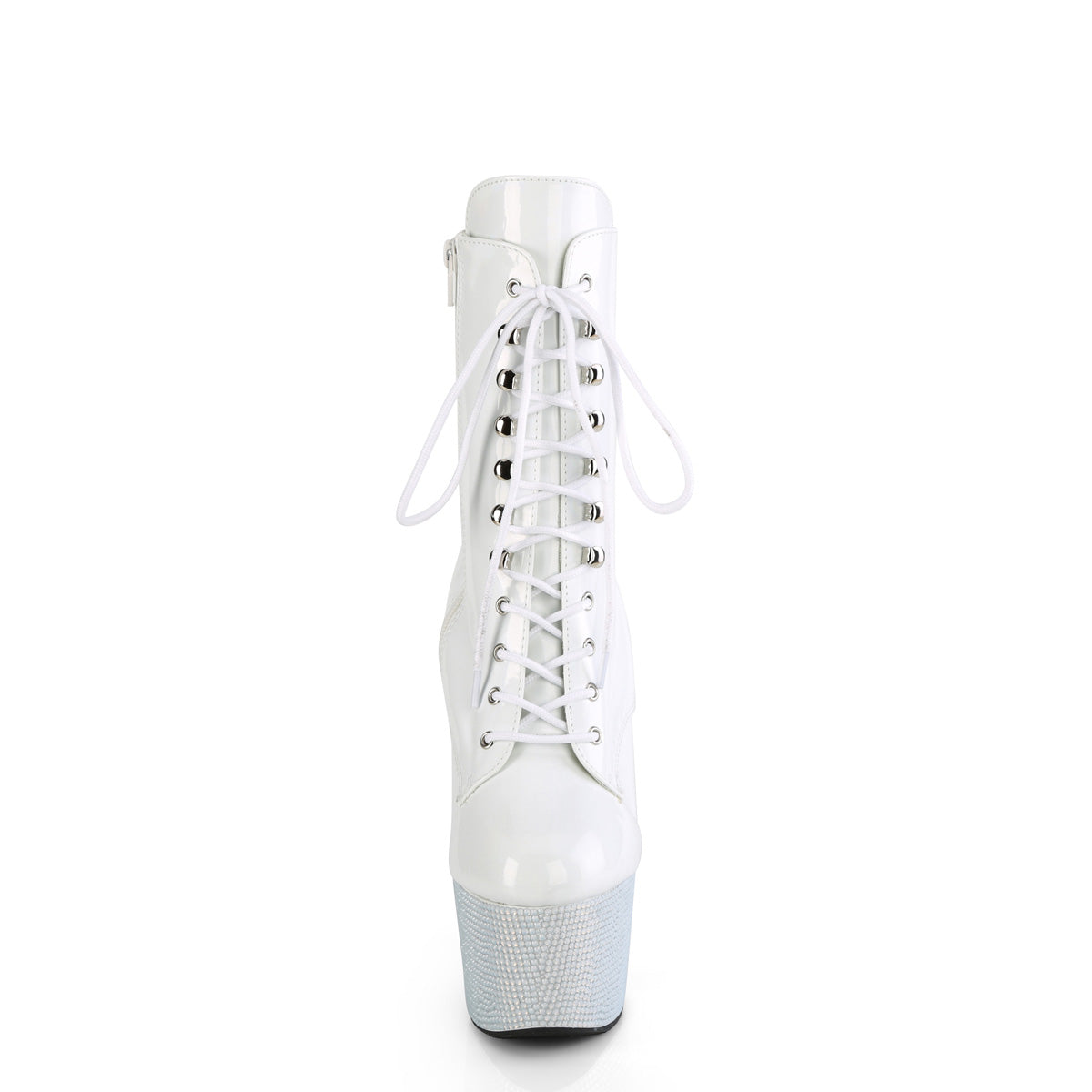 PLEASER BEJEWELED-1020-7 WHITE HOLOGRAM RHINESTONE 7 INCH HIGH HEEL AN ...