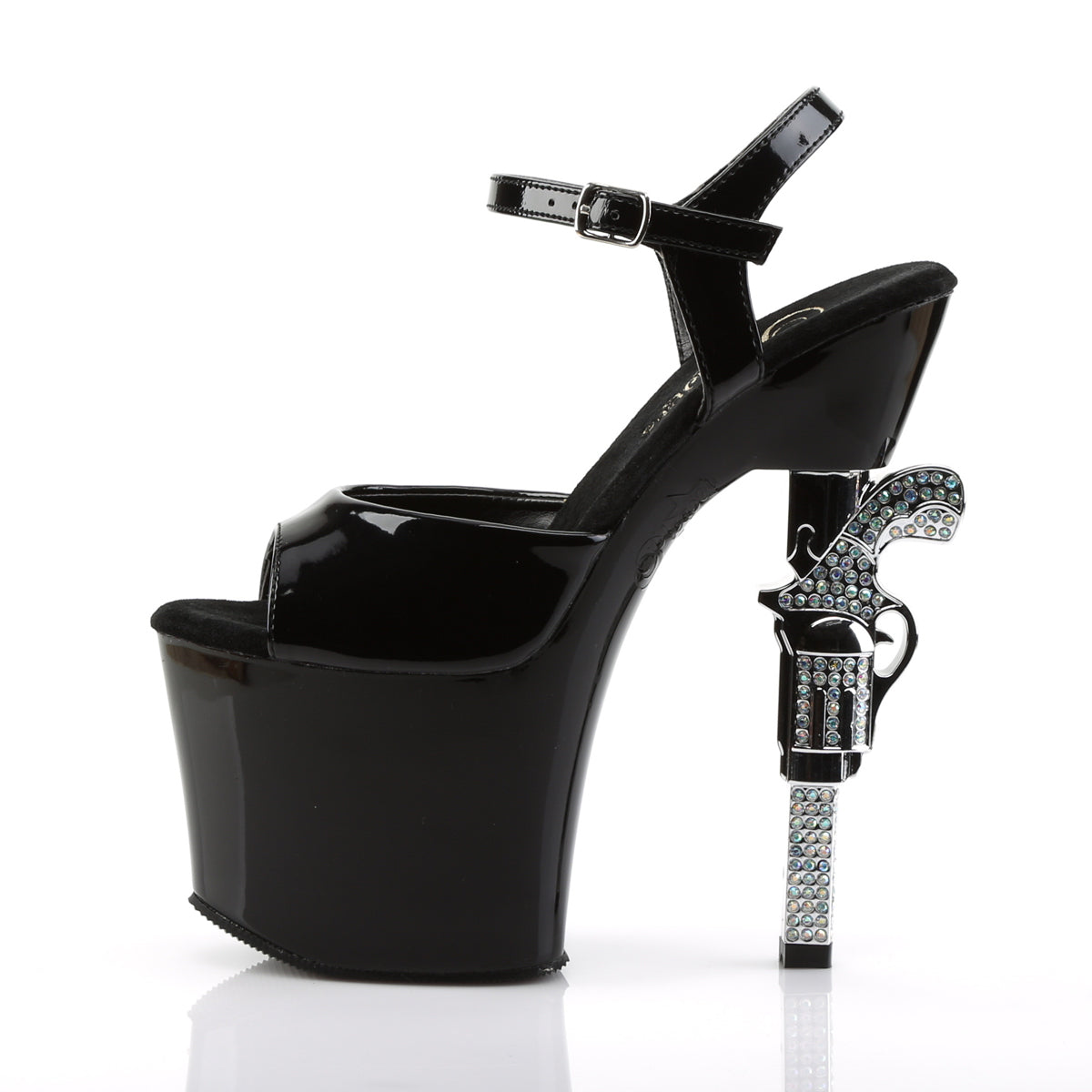 PLEASER REVOLVER-709 BLACK 7 INCH HIGH HEEL PLATFORM SHOES RHINESTONE ...