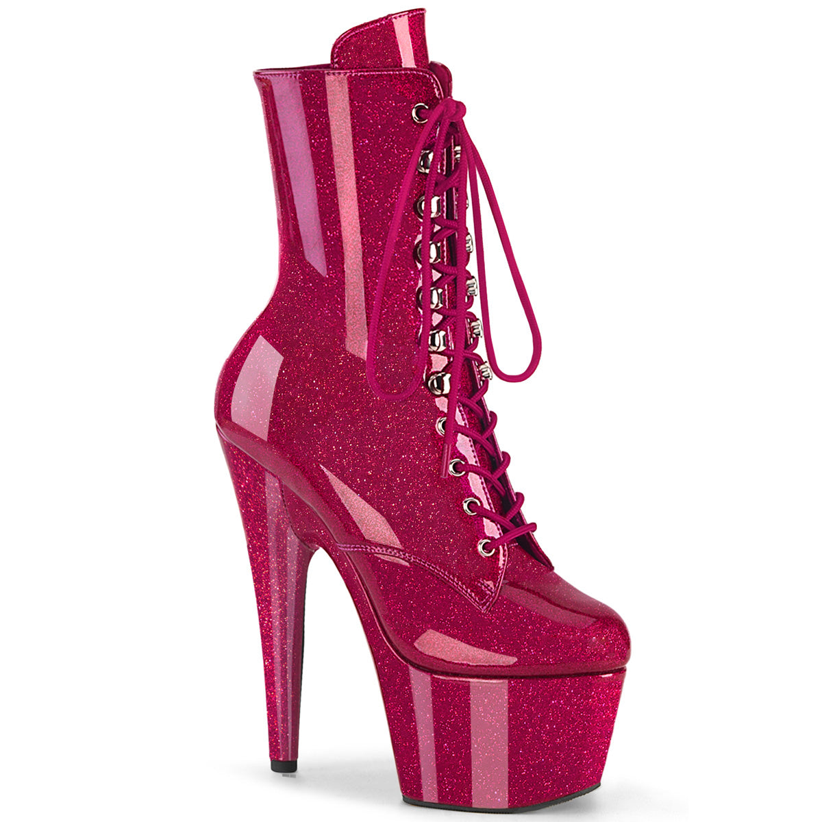 PLEASER ADORE-1020GP FUCHSIA GLITTER 7 INCH HIGH HEEL PLATFORM ANKLE B ...